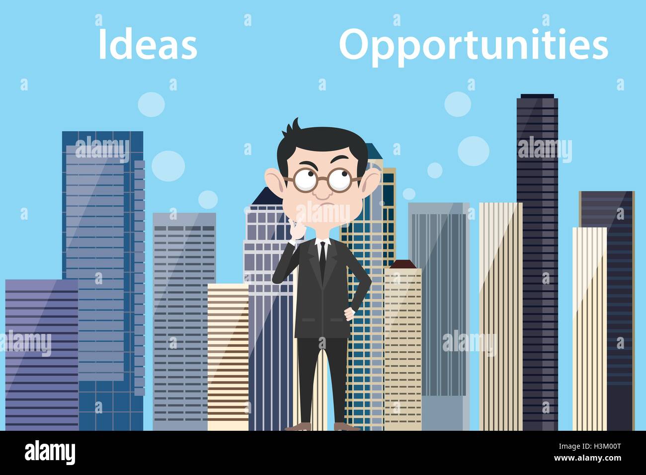 ideas vs opportunities concept with businessman think about choose ...