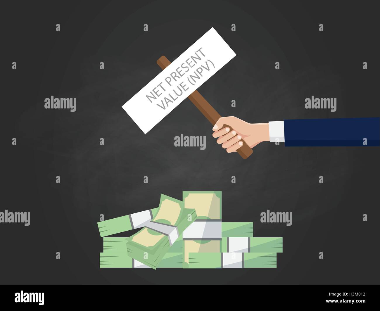 npv net present value illustration with businessman hand holding a ...
