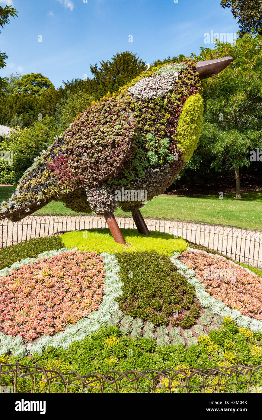 Floral display depicting a bird made up of planted Sedum plants Stock ...
