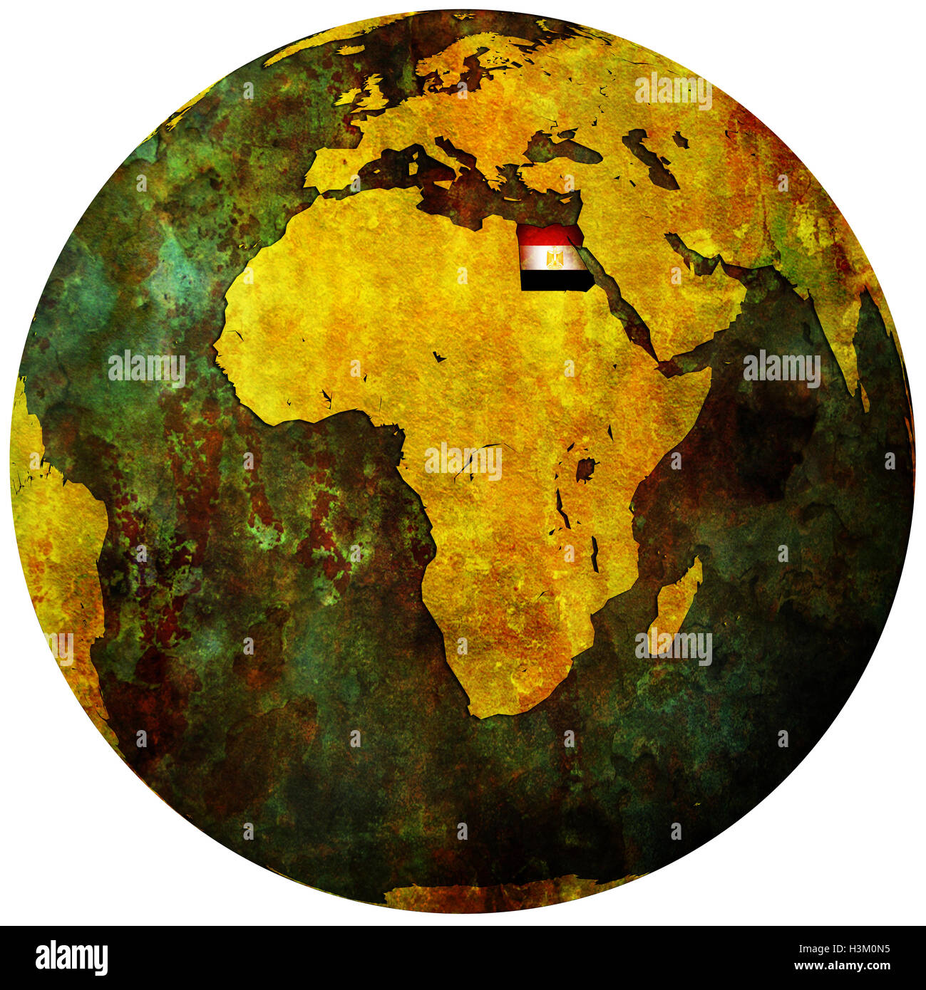 egypt territory with flag on map of globe Stock Photo - Alamy