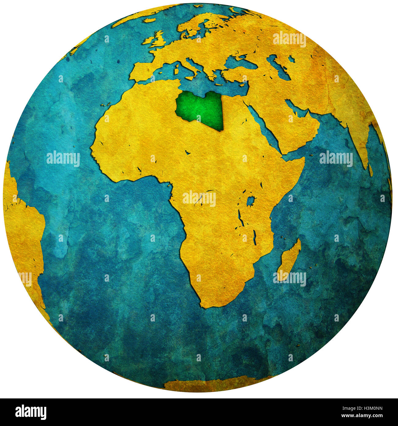 libya territory with flag on map of globe Stock Photo - Alamy