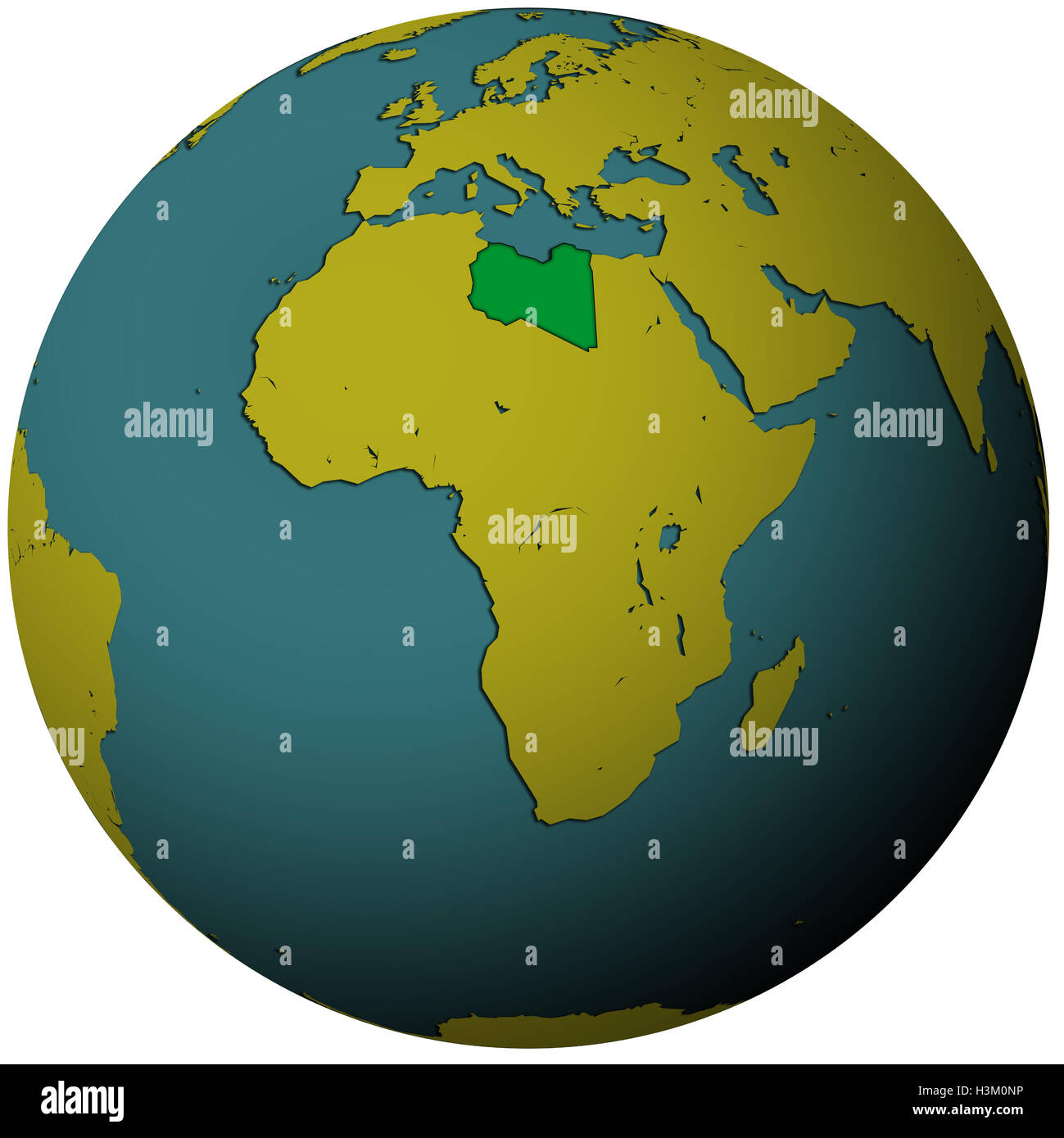 libya territory with flag on map of globe Stock Photo - Alamy