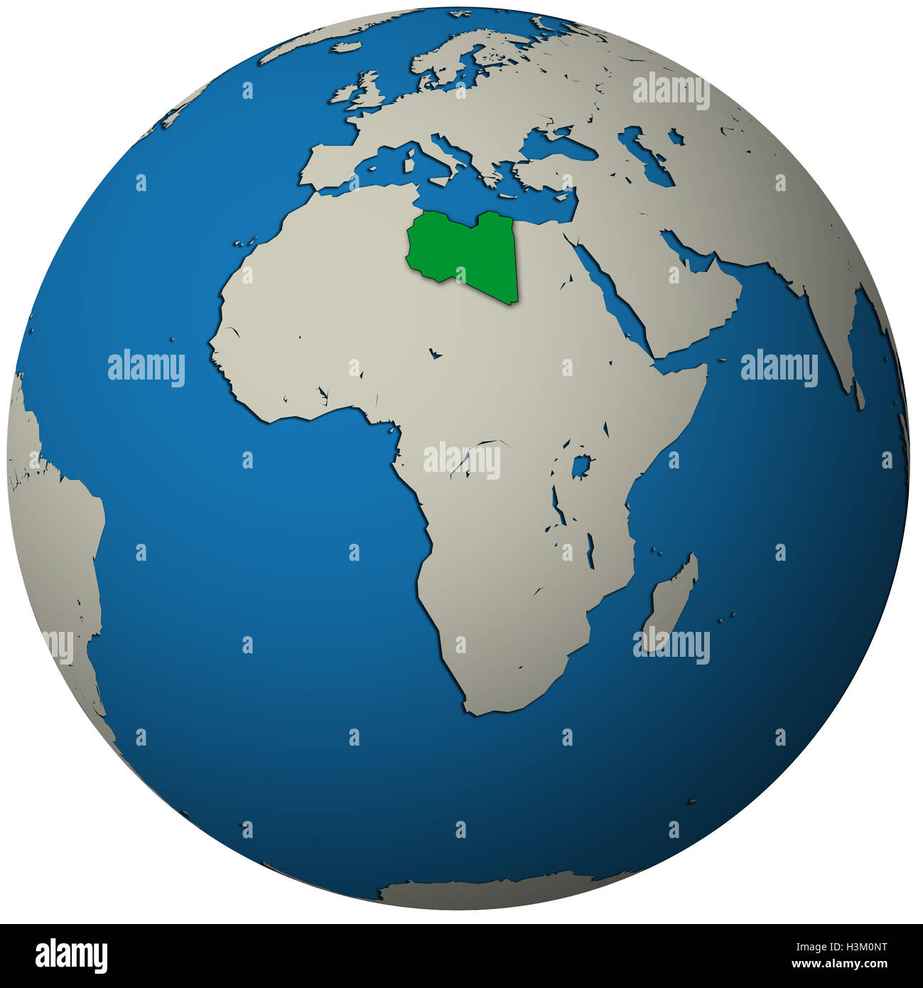 libya territory with flag on map of globe Stock Photo - Alamy