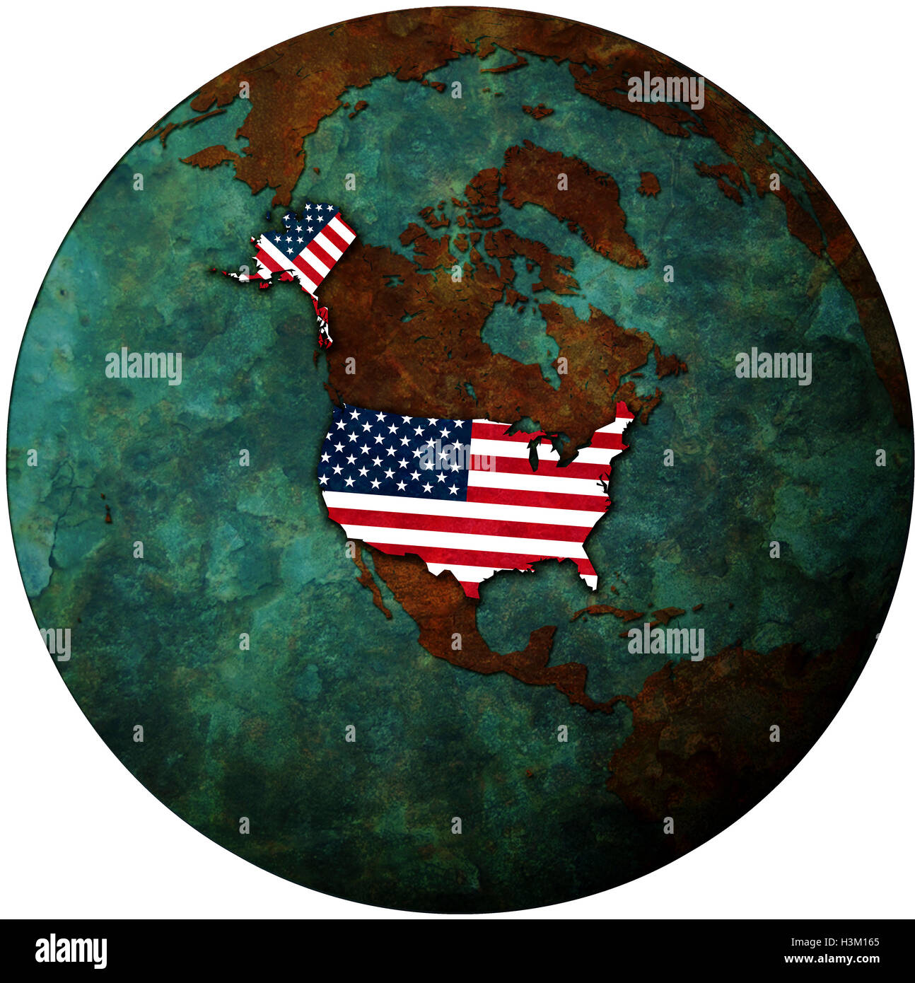 usa flag on map of earth globe Stock Photo - Alamy