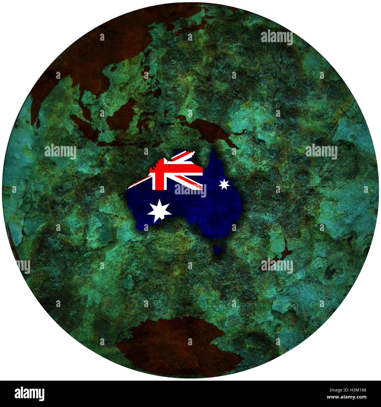3d view from space on southern hemisphere with australia flag Stock ...