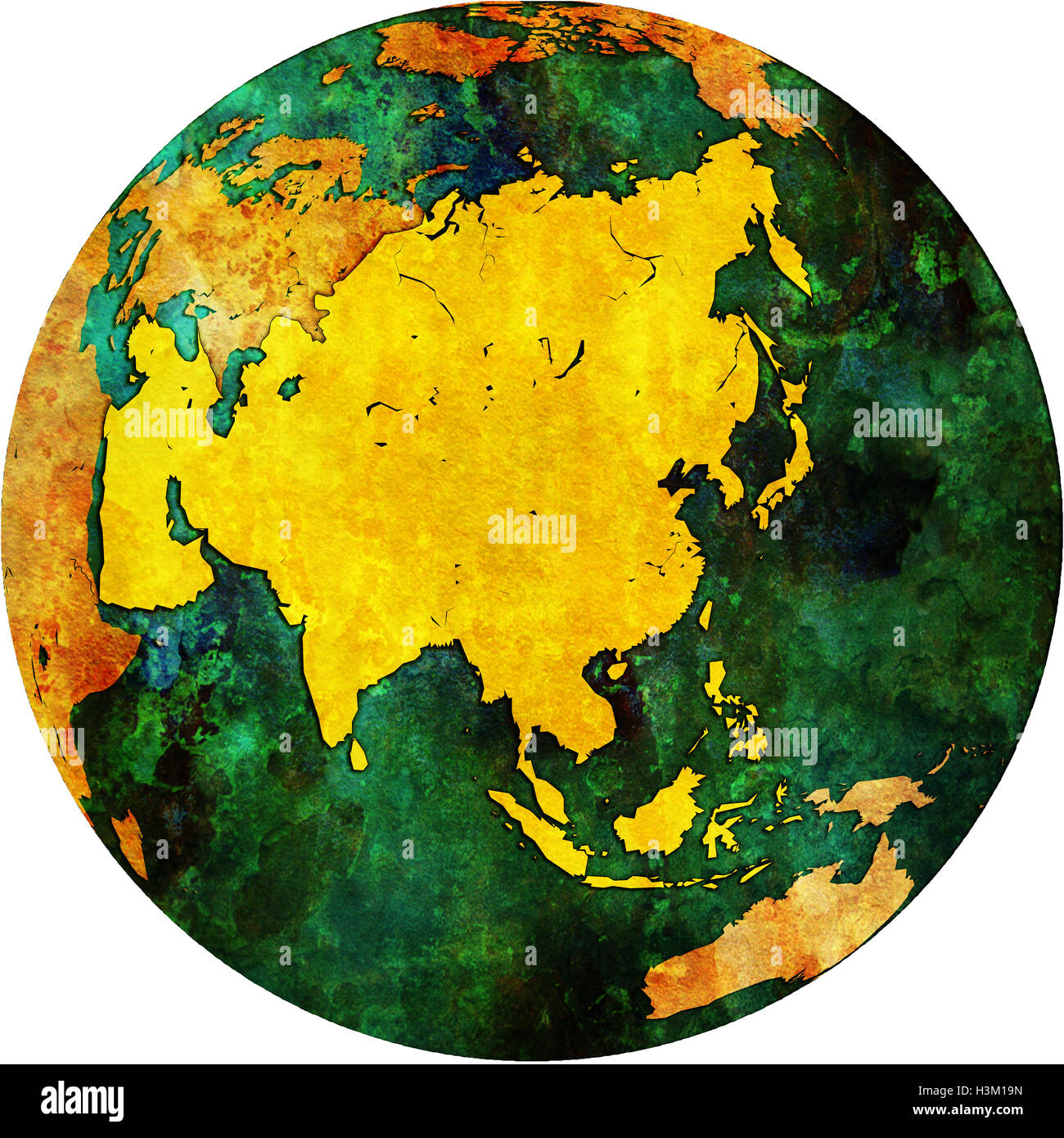 asia territory on map of globe (orthographic projection Stock Photo - Alamy