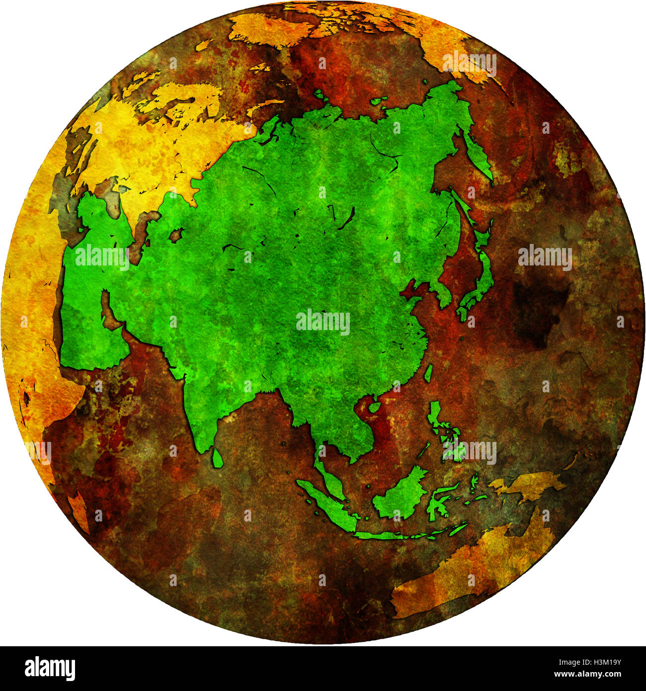 asia territory on map of globe (orthographic projection Stock Photo - Alamy