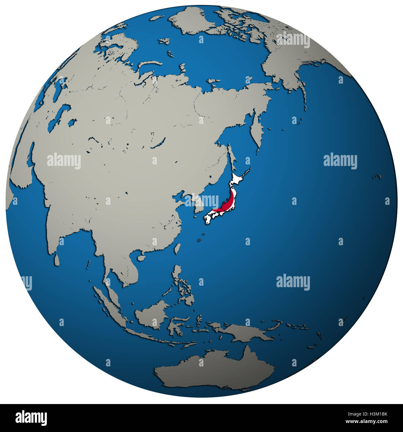 japan territory with flag on map of globe Stock Photo - Alamy