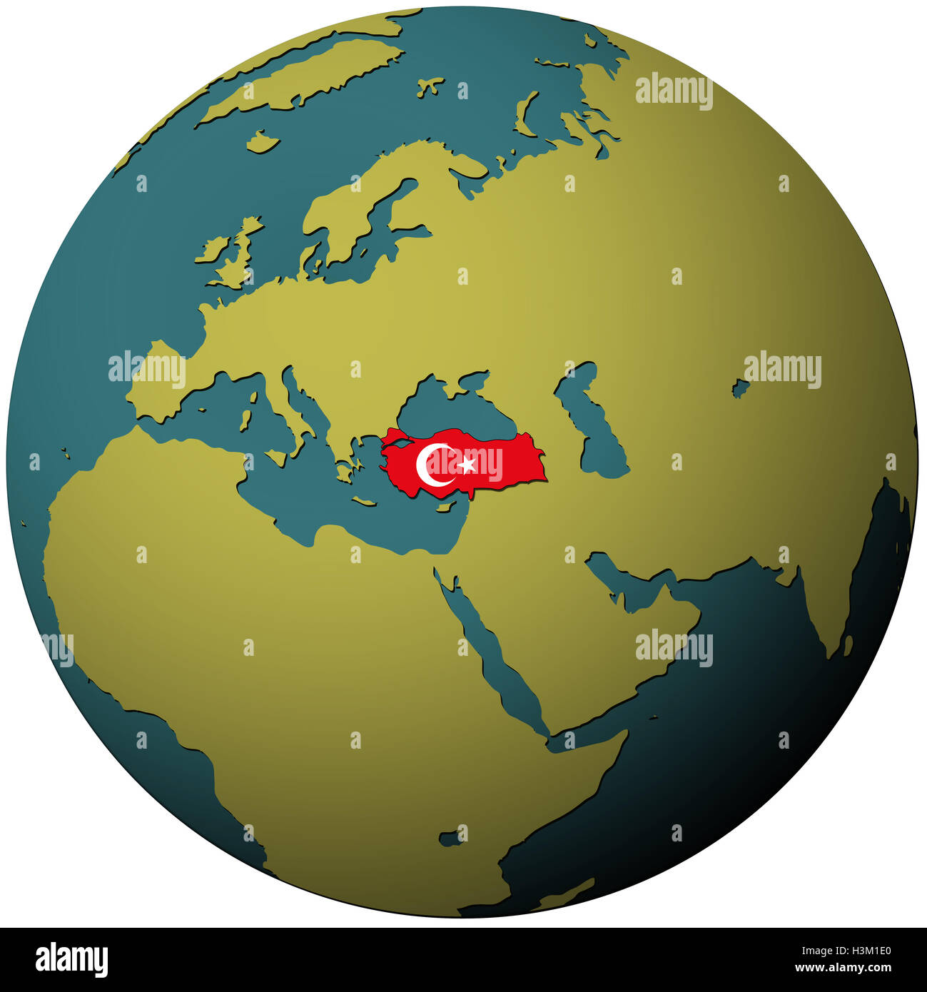 turkey territory with flag on map of globe Stock Photo - Alamy