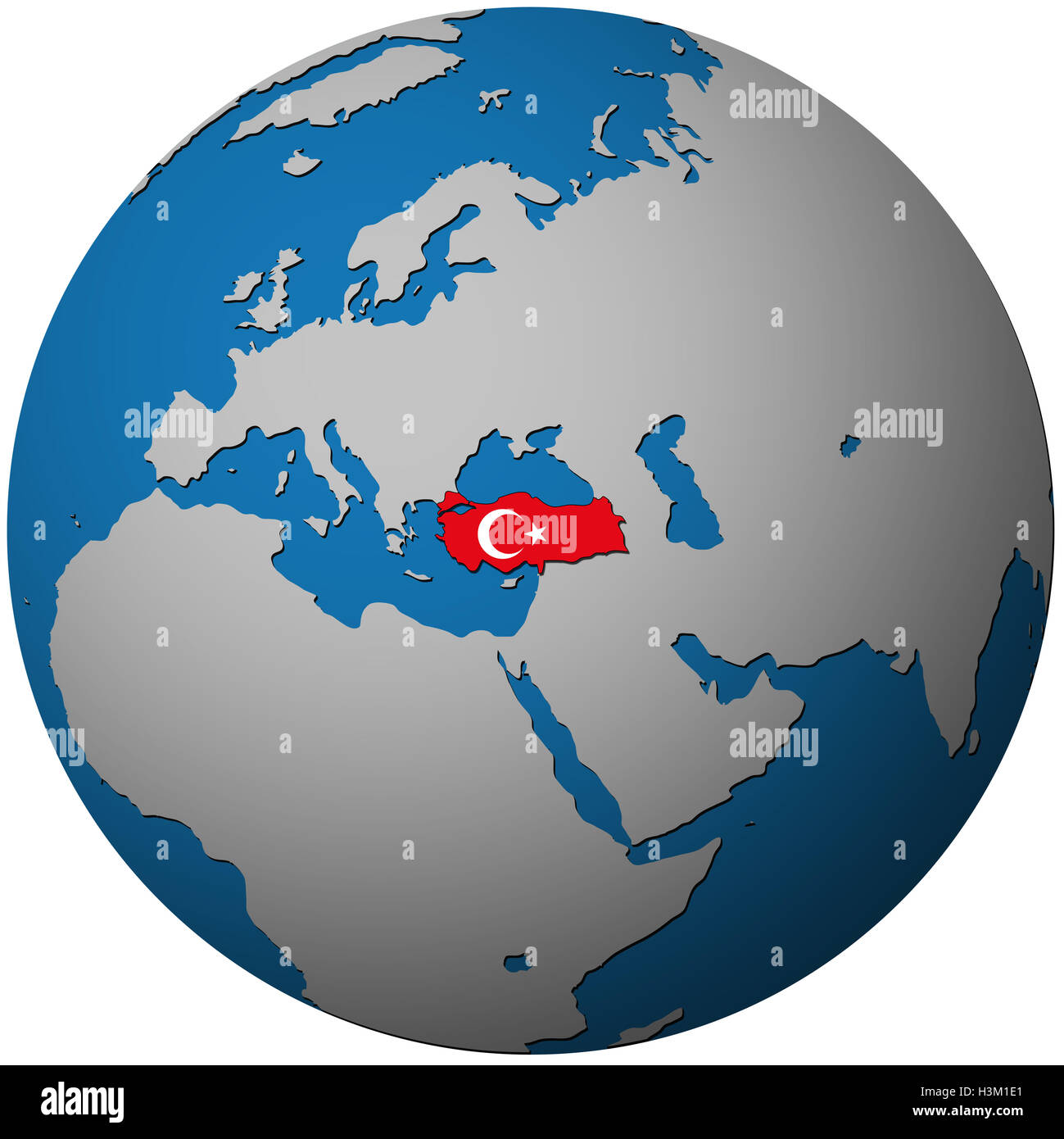 turkey territory with flag on map of globe Stock Photo - Alamy