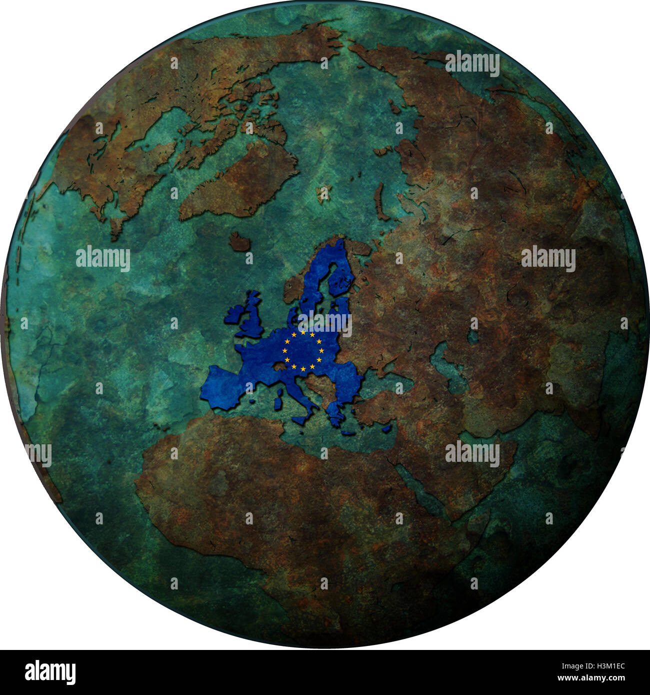 european union flag on map of earth globe Stock Photo - Alamy