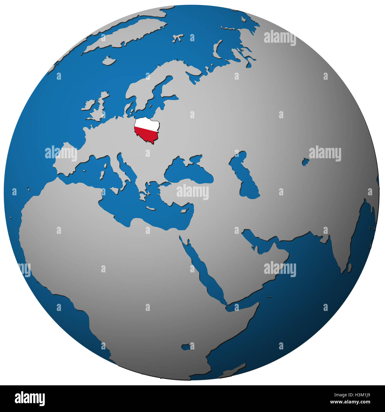 poland territory with flag on map of globe Stock Photo - Alamy