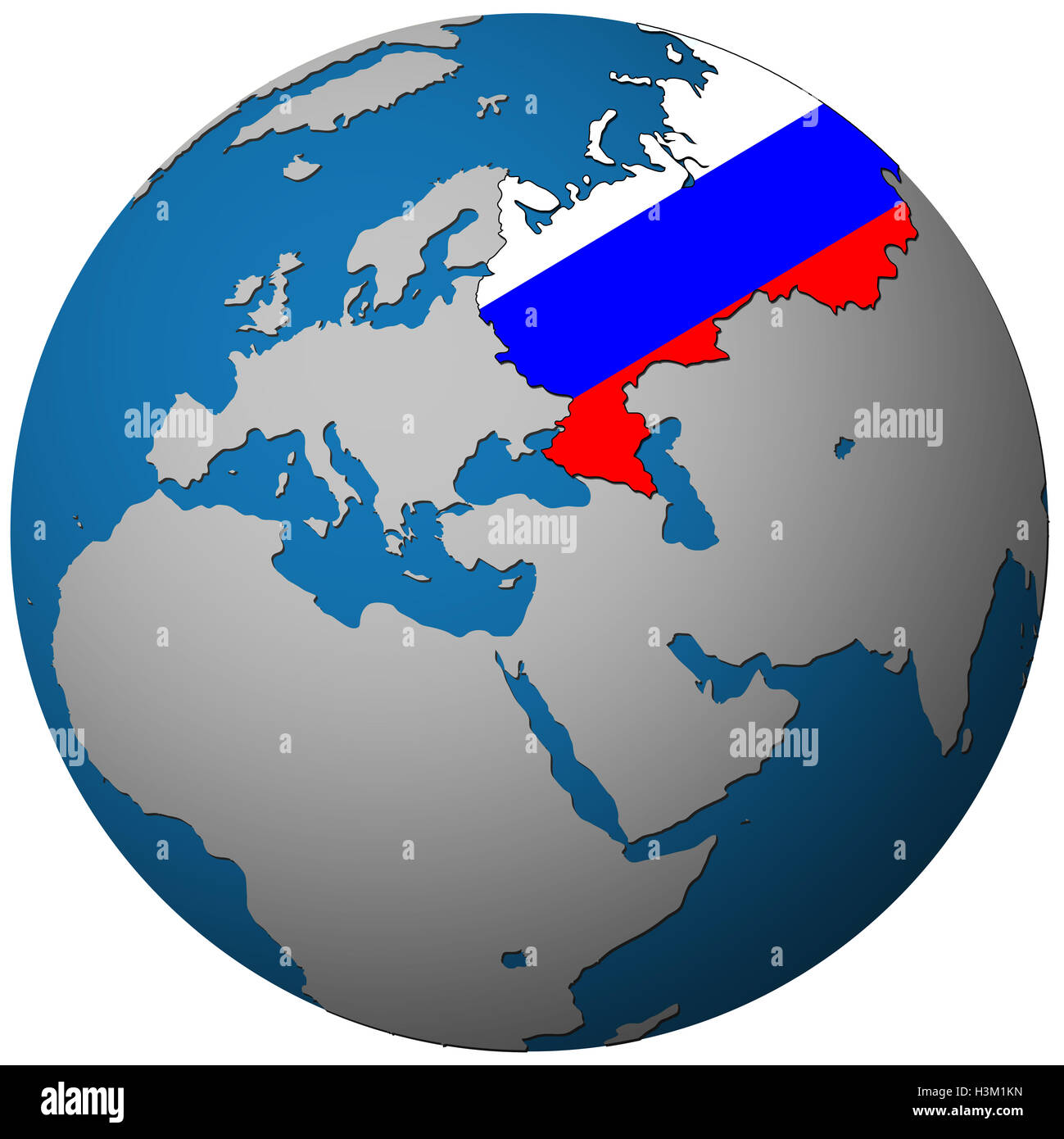 russia territory with flag on map of globe Stock Photo - Alamy