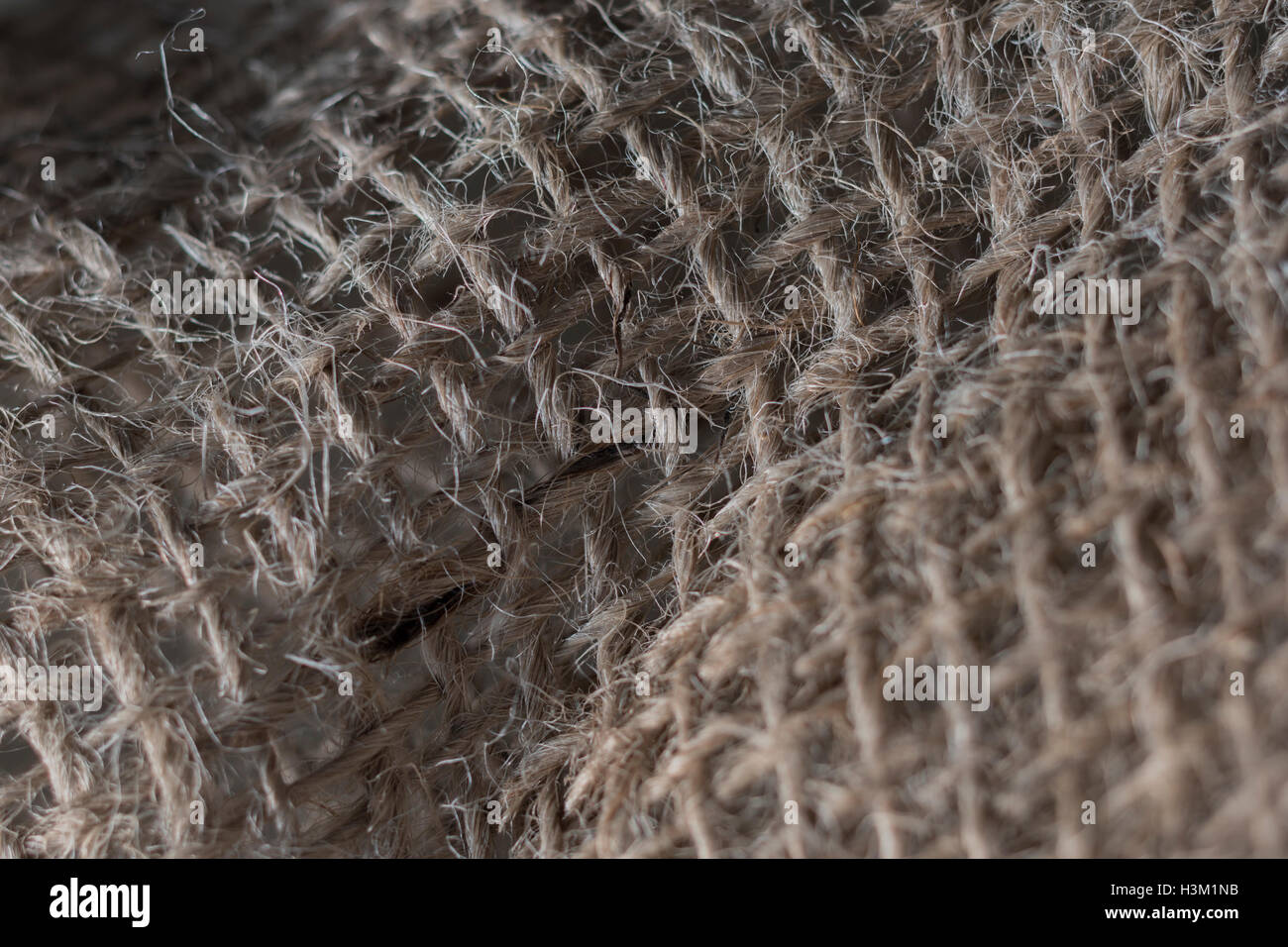 Macro-photo of natural fibre, jute burlap sacking material showing ...