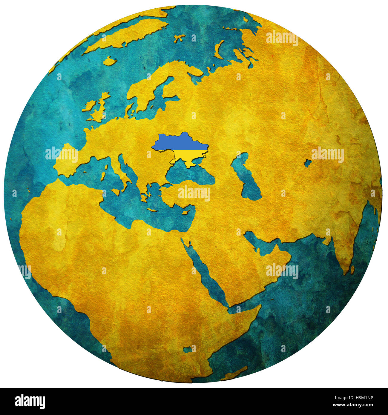 ukraine territory with flag on map of globe Stock Photo - Alamy