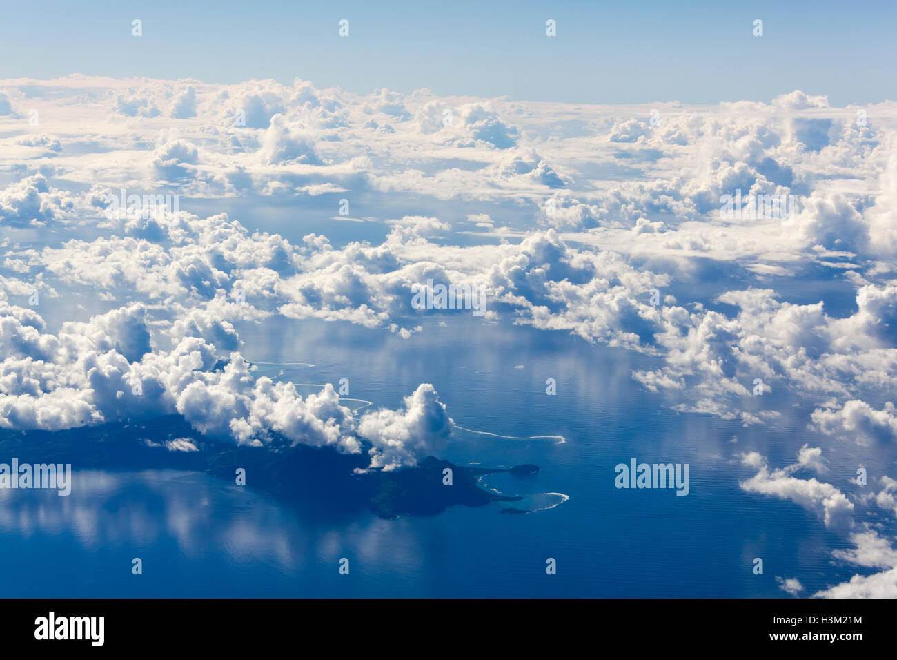 The aerial view of Fiji islands covered by clouds Stock Photo - Alamy