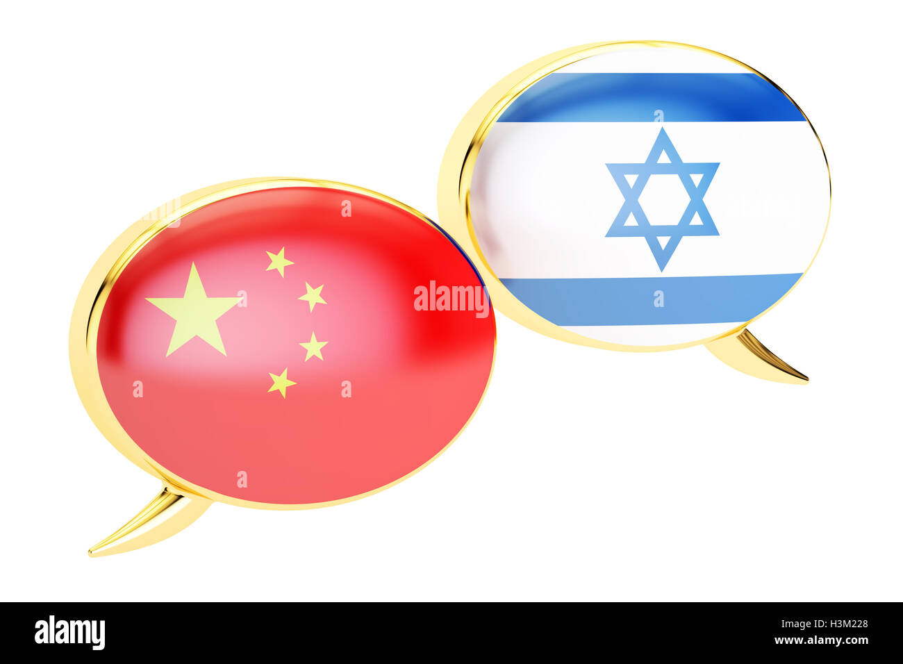 Chinese-Israeli dialog concept, 3D rendering isolated on white ...