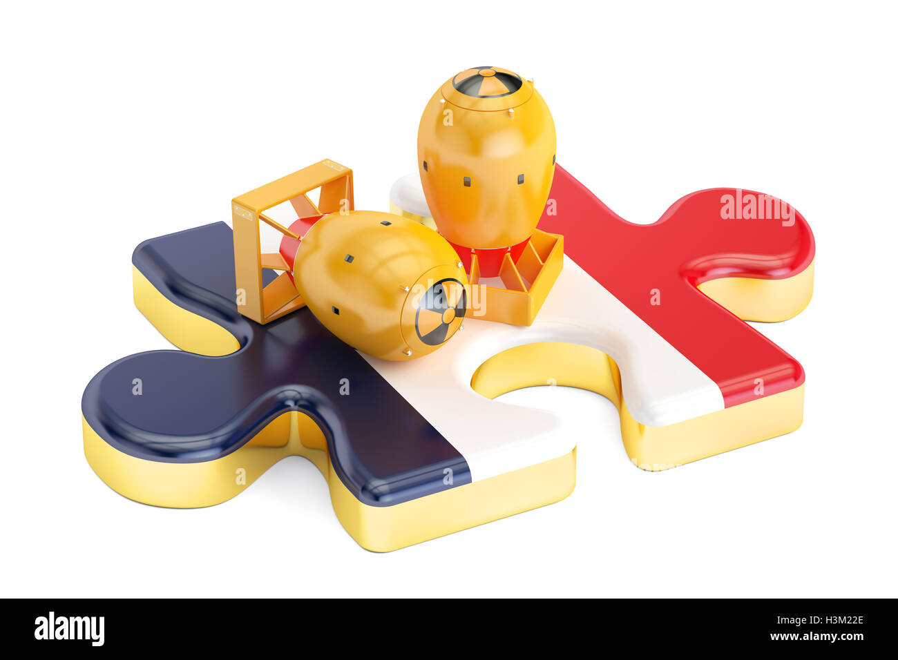 French nuclear atomic weapon concept, 3D rendering isolated on white ...