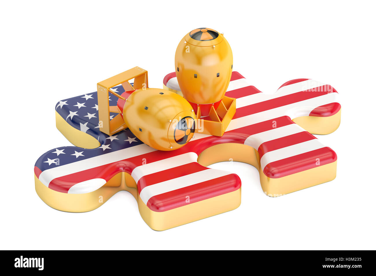 USA atomic weapon concept, 3D rendering isolated on white background ...