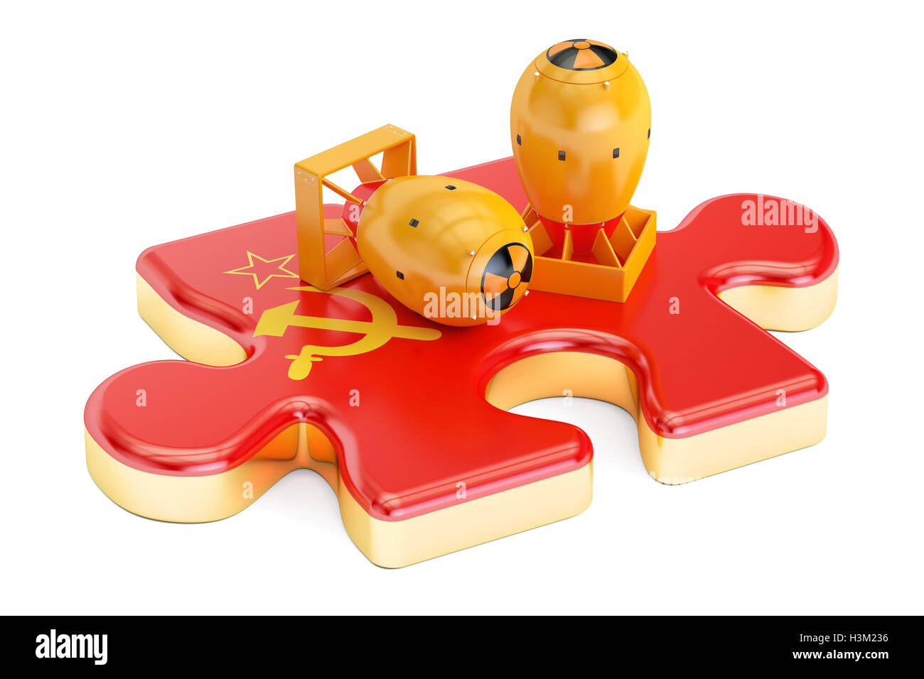 USSR nuclear atomic weapon concept, 3D rendering isolated on white ...