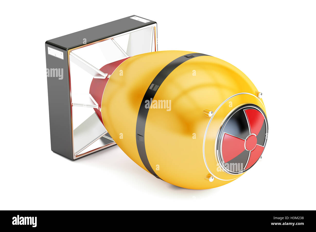 Yellow atomic bomb, 3D rendering isolated on white background Stock ...
