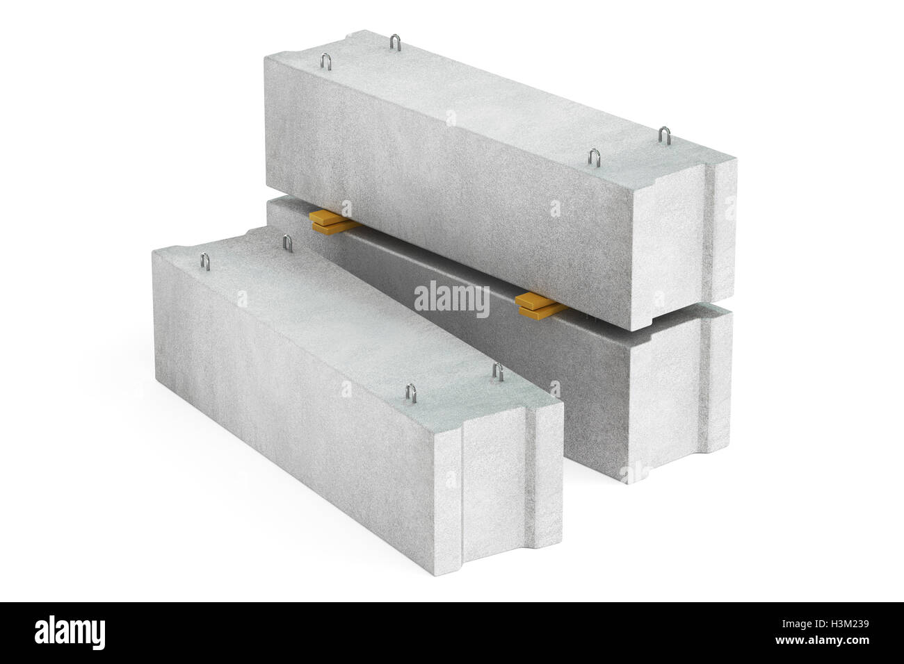 stack of foundations concrete blocks, 3D rendering isolated on white ...