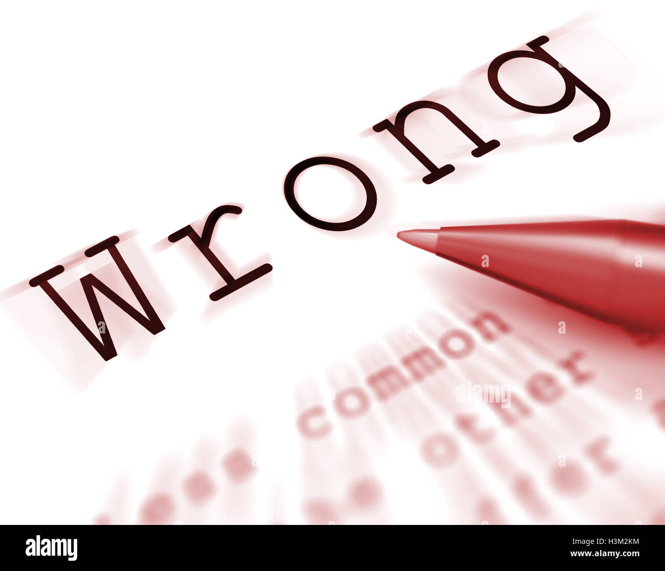 Wrong Word Displays False Bad Or Improper Stock Photo - Alamy