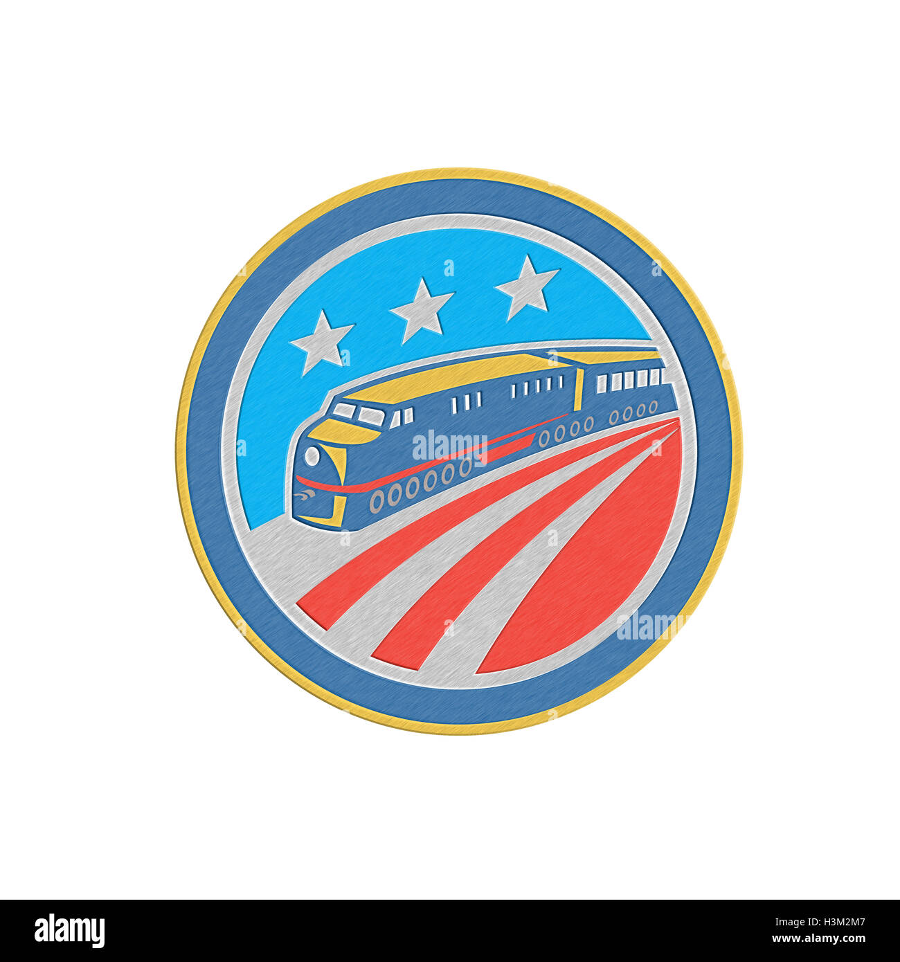 Metallic Steam Train Locomotive Retro Shield Stock Photo - Alamy