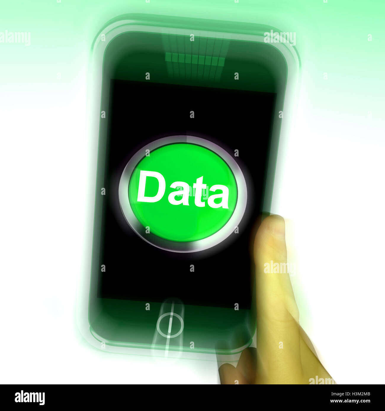 Data Mobile Shows Documents Information And Cloud Stock Photo - Alamy
