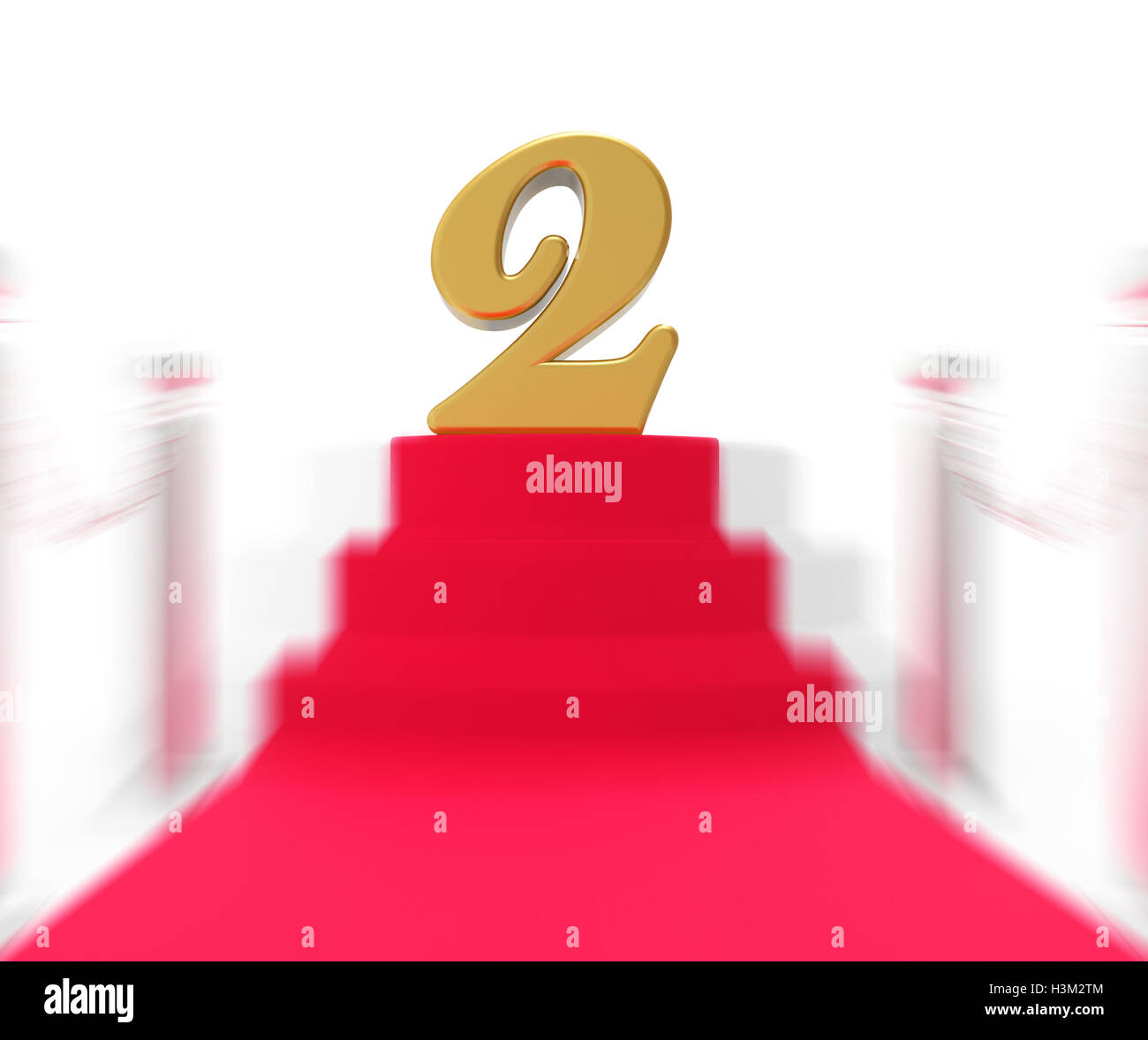 Golden Two On Red Carpet Displays Movies Awards Or Second Place Stock ...