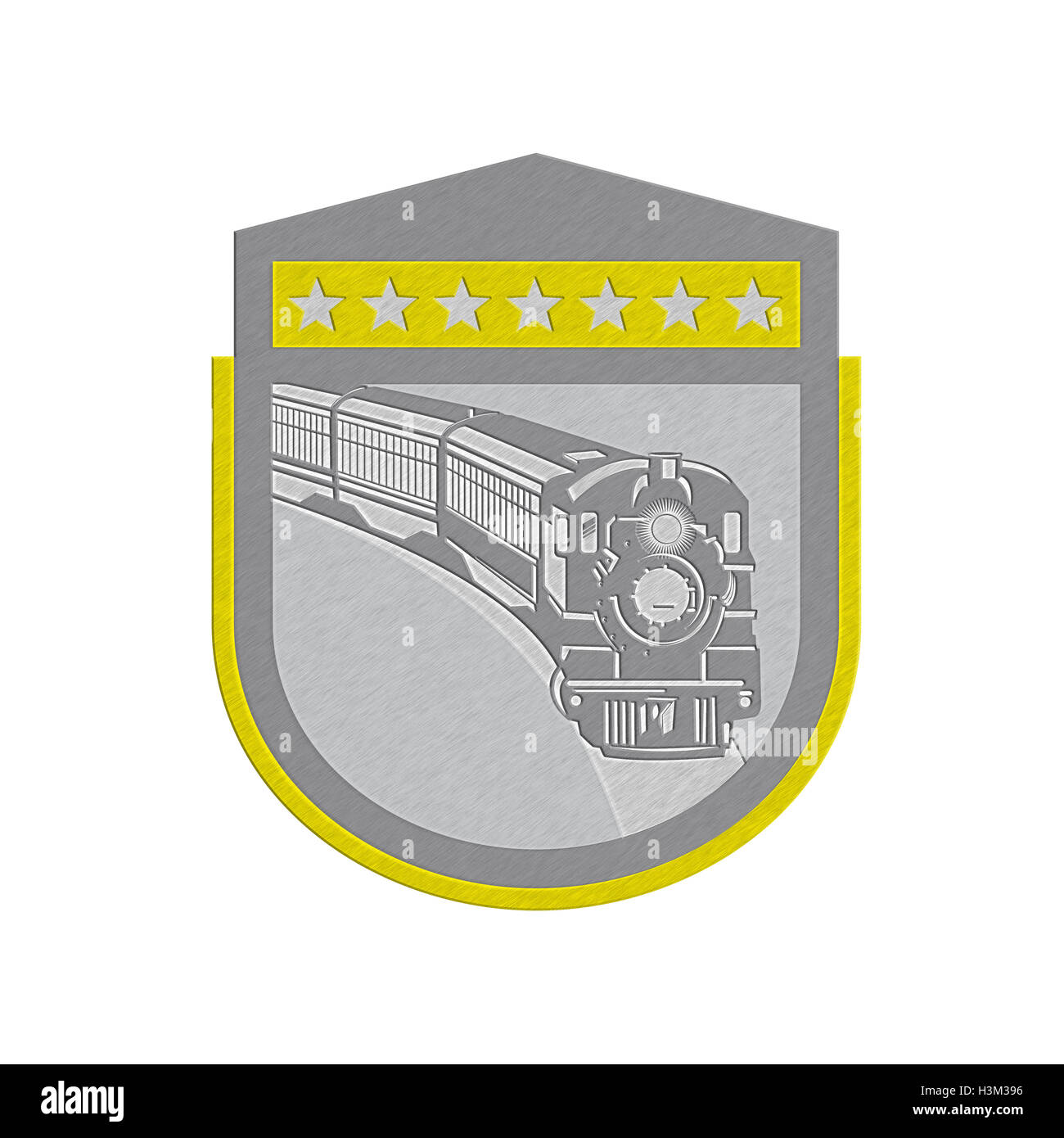 Metallic Steam Train Locomotive Retro Shield Stock Photo - Alamy