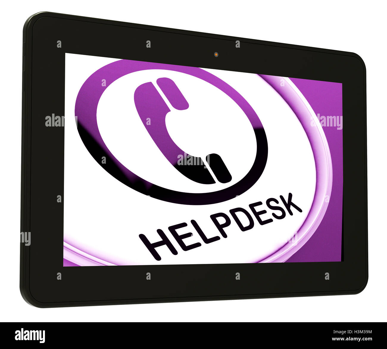 Helpdesk Tablet Shows Call For Advice Stock Photo - Alamy