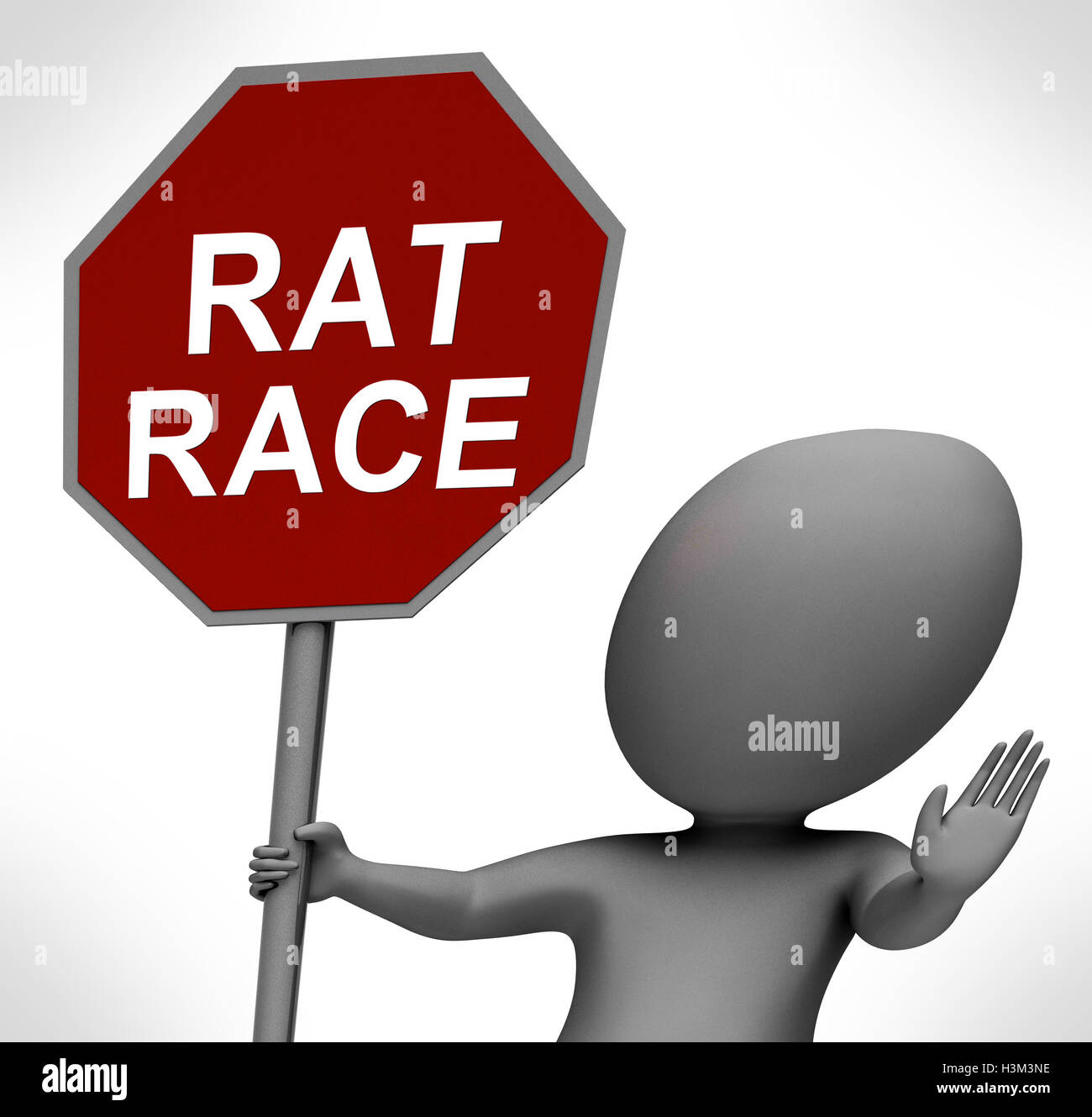 Rat Race Red Stop Sign Shows Stopping Hectic Work Competition Stock ...