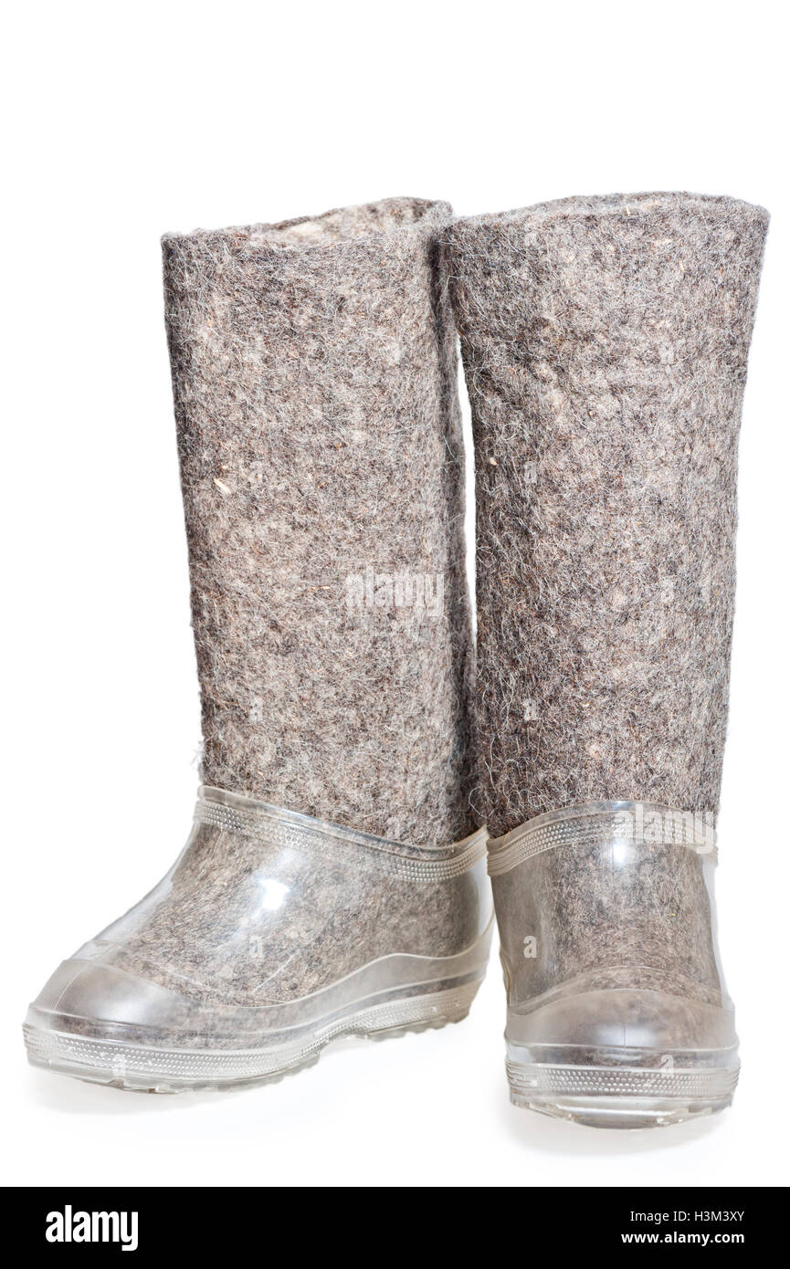 traditional Russian felt boots with galoshes Stock Photo - Alamy
