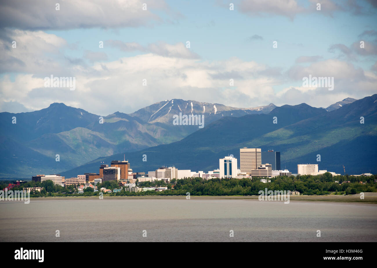 Office Buildings City Skyline Downtown Anchorage Alaska United S Stock ...