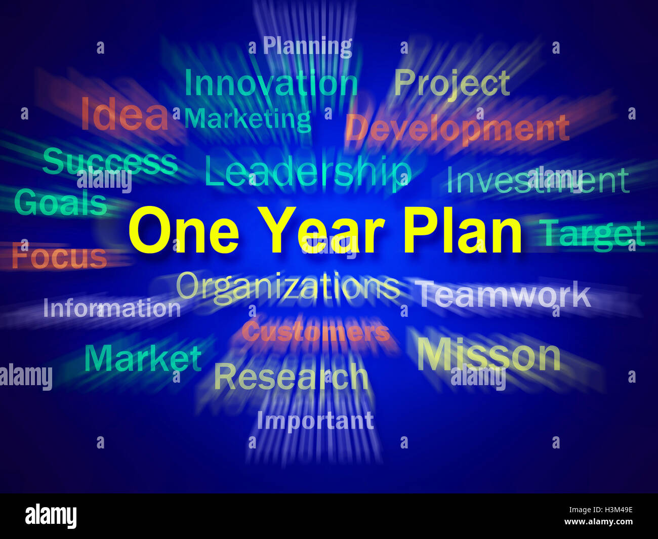 One Year Plan Brainstorm Displays Goals For Next Year Stock Photo - Alamy