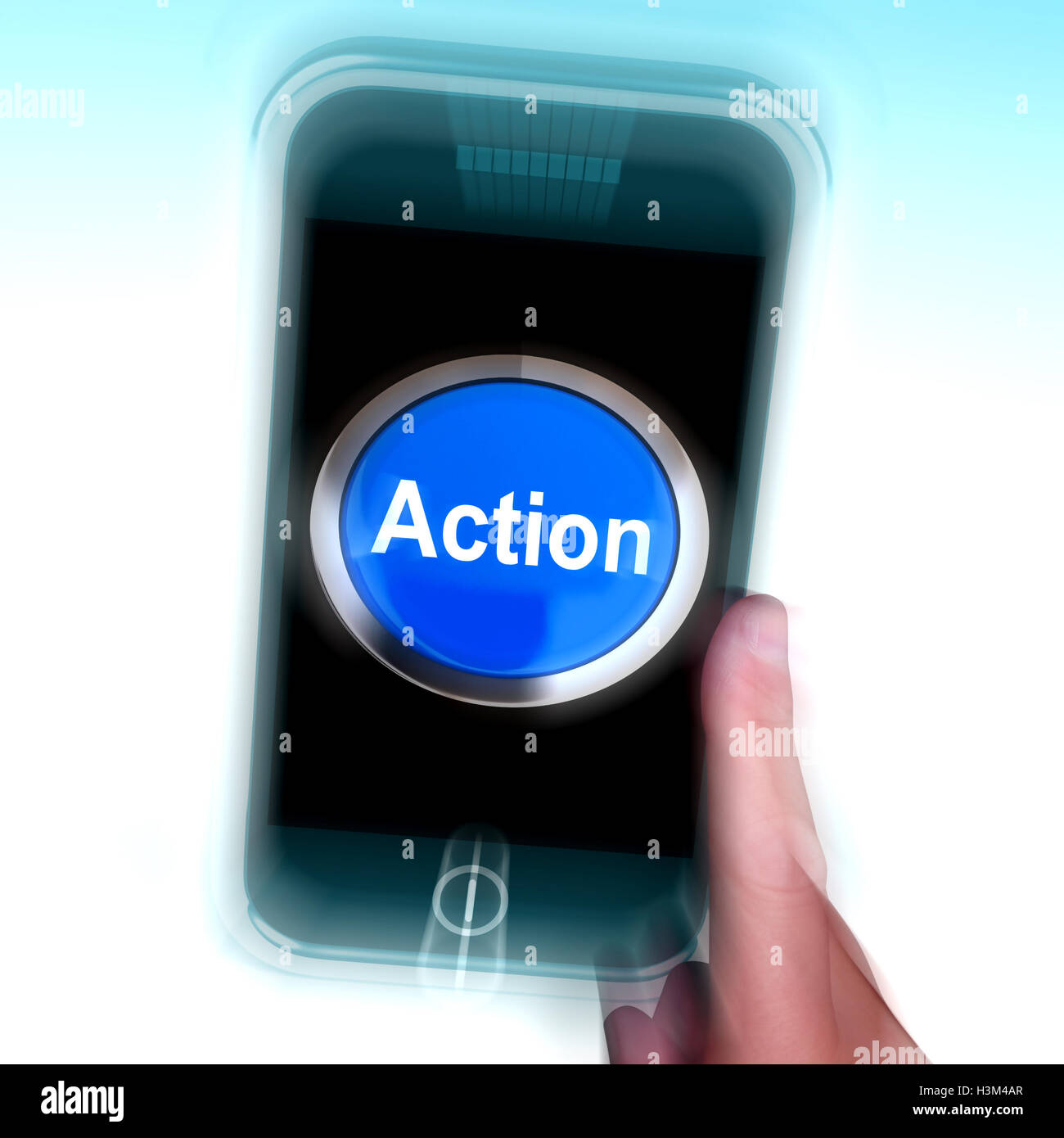 Action In Mobile phone Shows Inspired Activity Stock Photo - Alamy