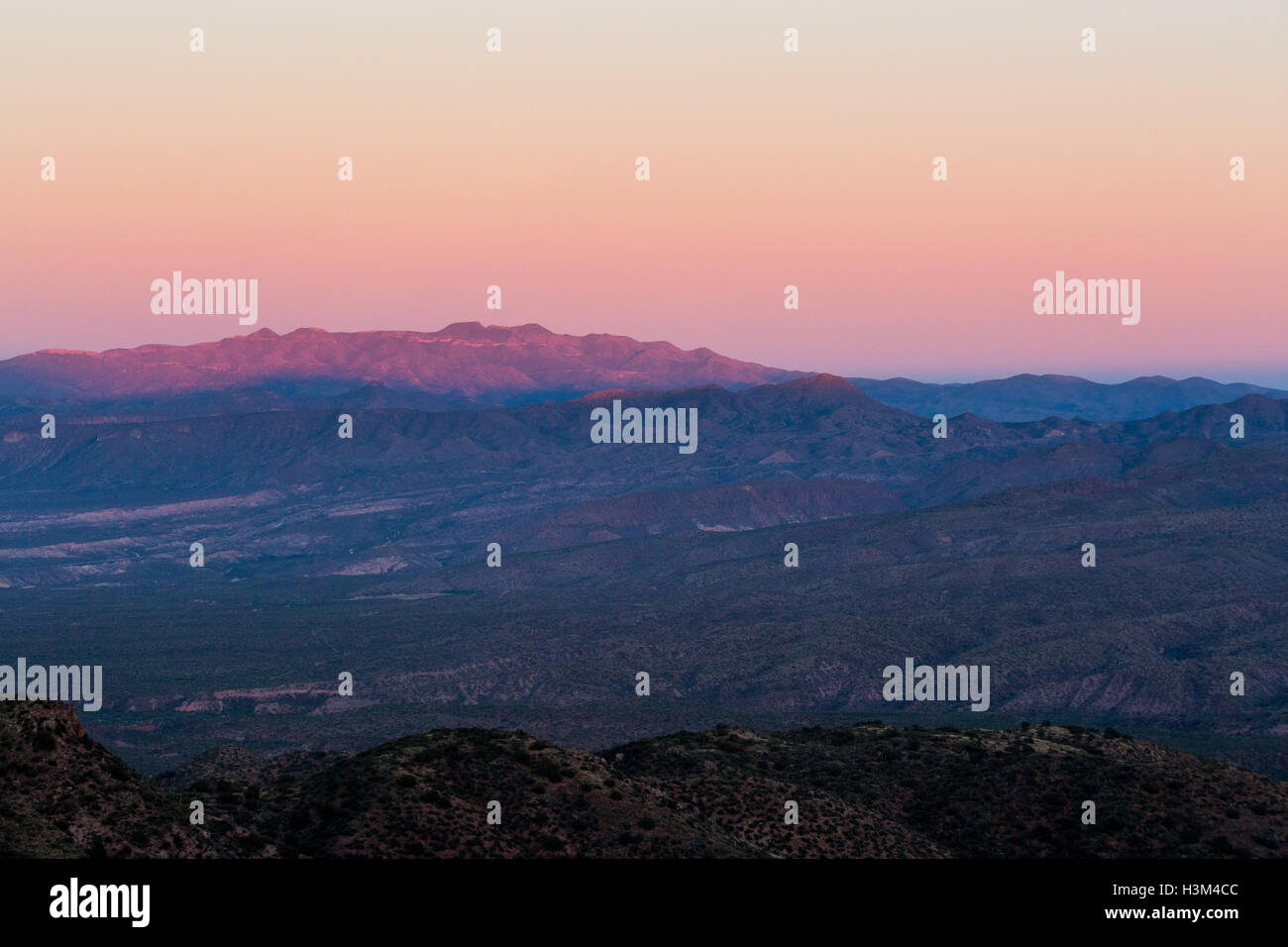 The last light of day hitting the Sierra Ancha Mountains as Earth's ...