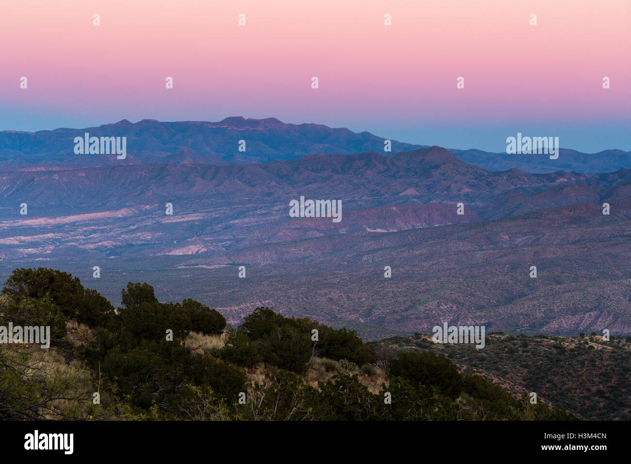 Earth's shadow rising above the Sierra Ancha Mountains beyond the ...