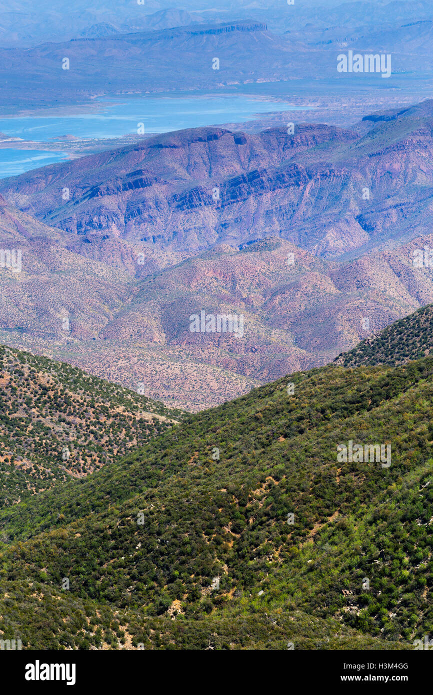 The Sierra Ancha Mountain foothills beyond Roosevelt Lake below the ...