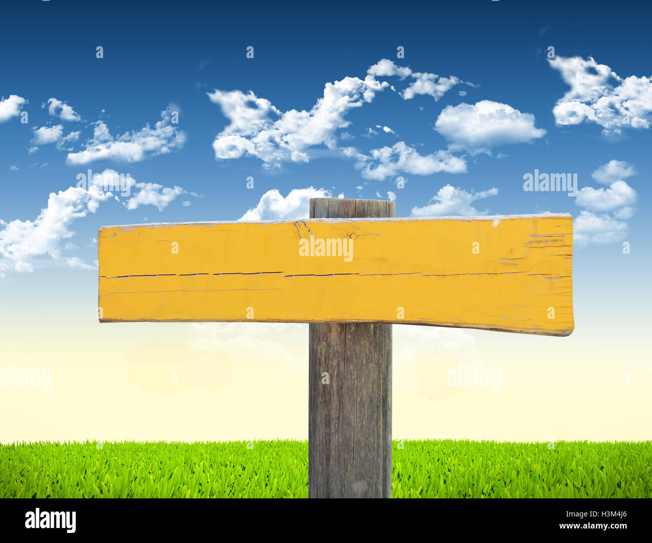 Road sign in green grass field Stock Photo - Alamy