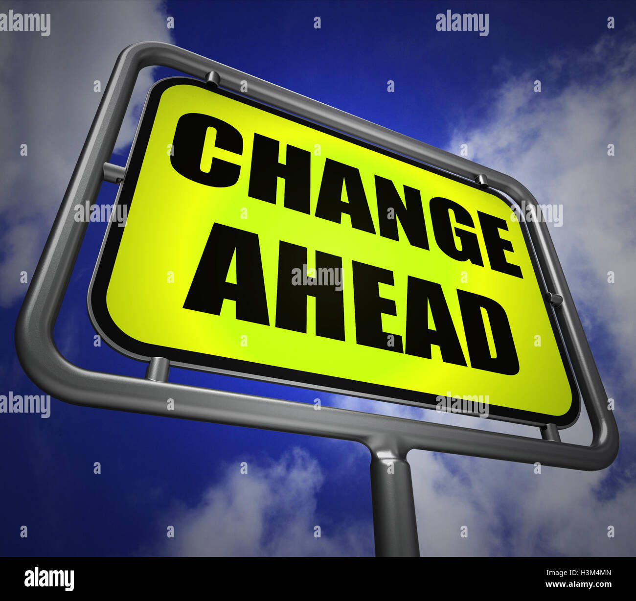 Change Ahead Signpost Refers to a Different and Changing Future Stock ...