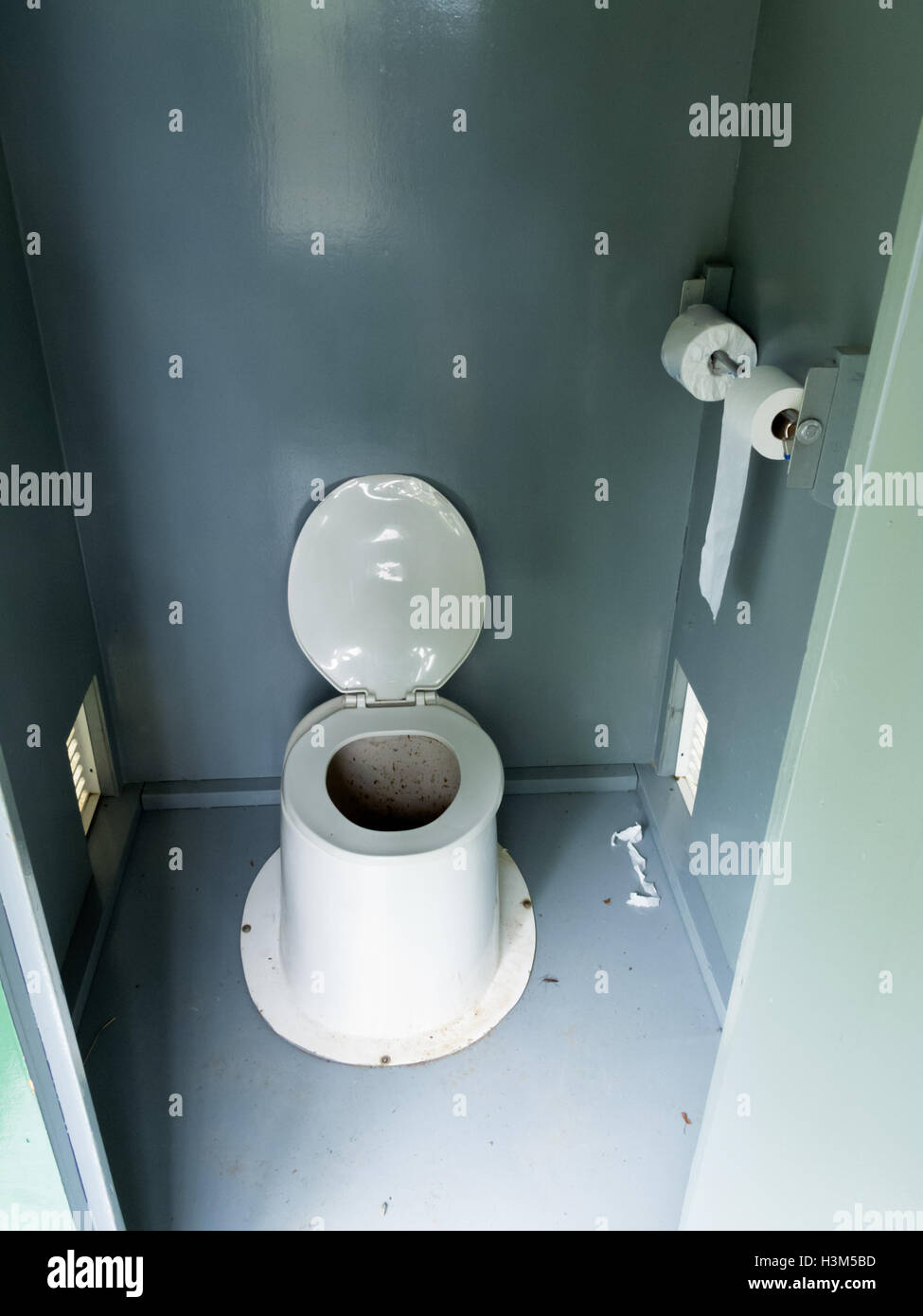 Camp ground latrine flthy outhouse inside toilet Stock Photo - Alamy