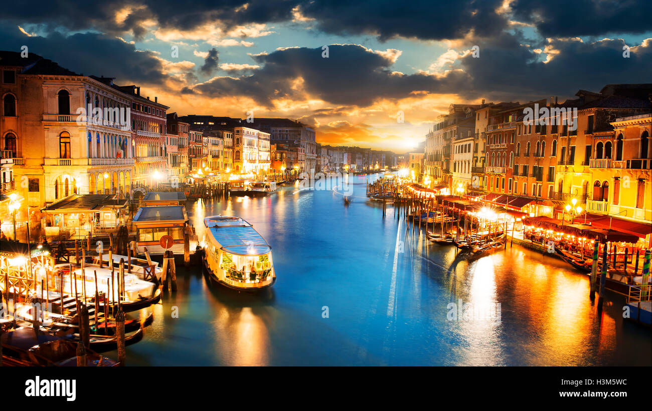 Grand Canal at night, Venice Stock Photo - Alamy