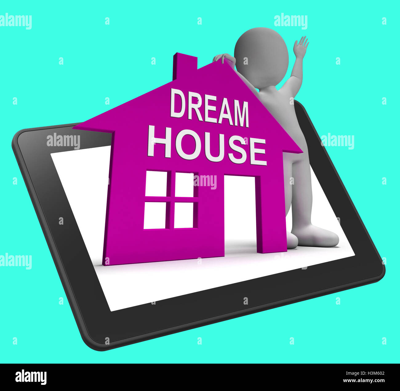 Dream House Home Tablet Shows Finding Or Designing Perfect Prope Stock ...