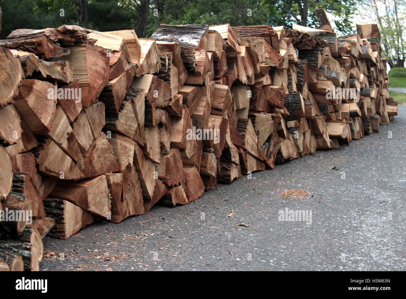 Pile of chopped wood ready for winter Stock Photo - Alamy
