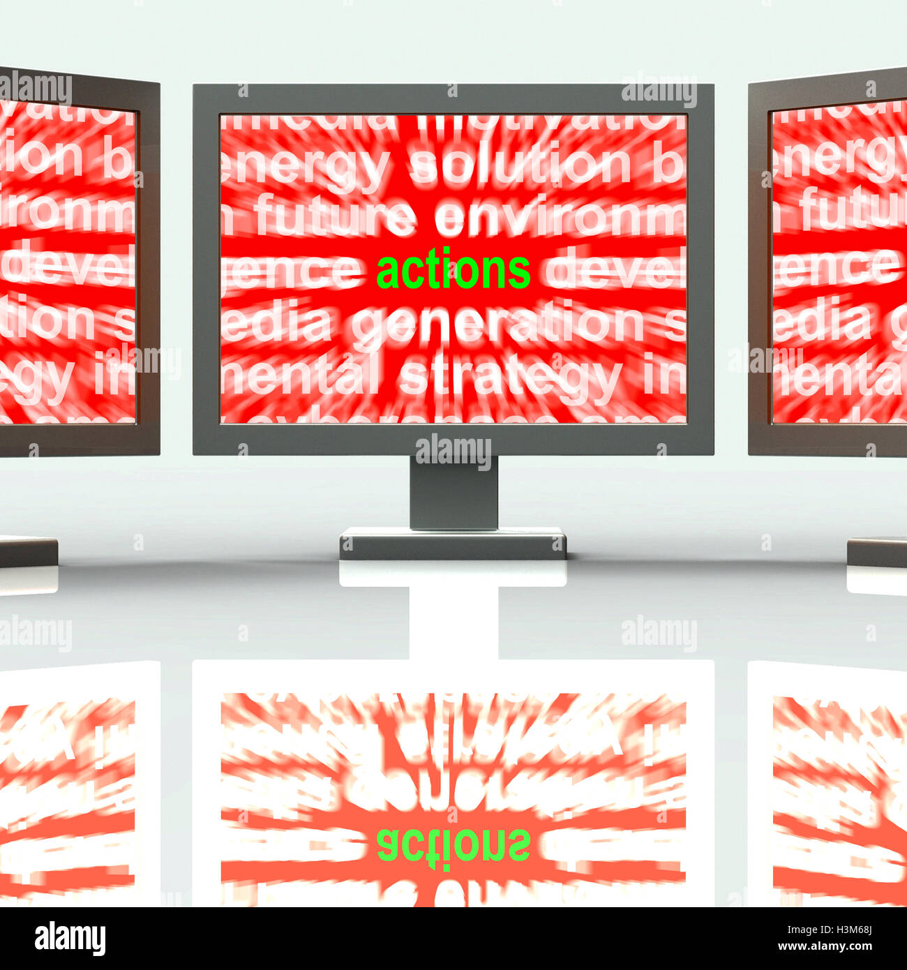 Actions Monitors Shows Behaviour Manner And Conduct Stock Photo - Alamy