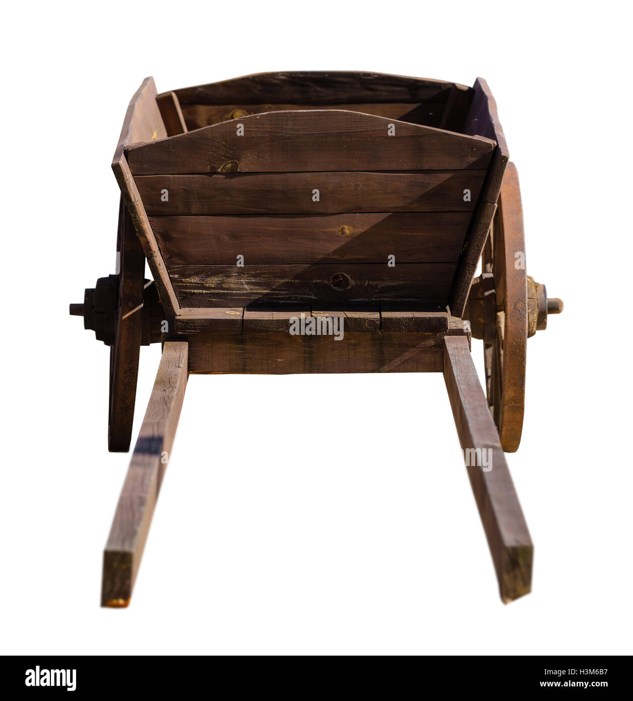 old wooden cart on a white background isolated Stock Photo - Alamy