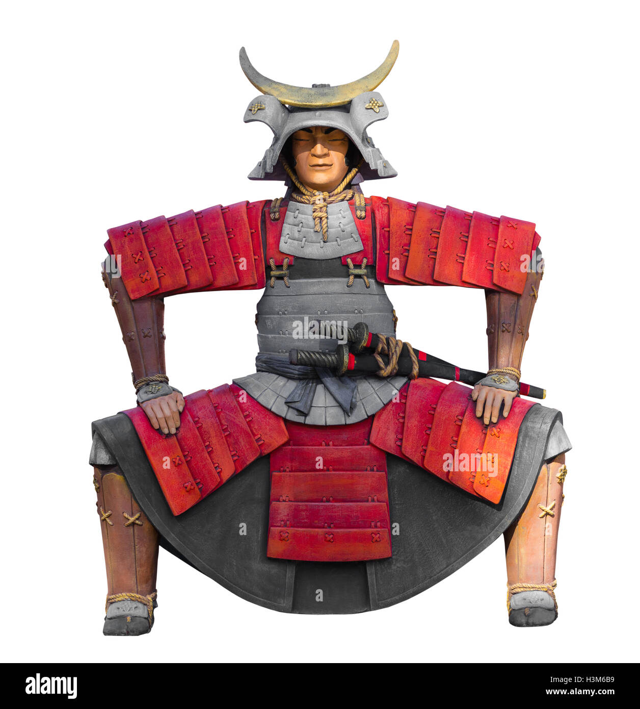 the samurai statue isolated on white background Stock Photo - Alamy