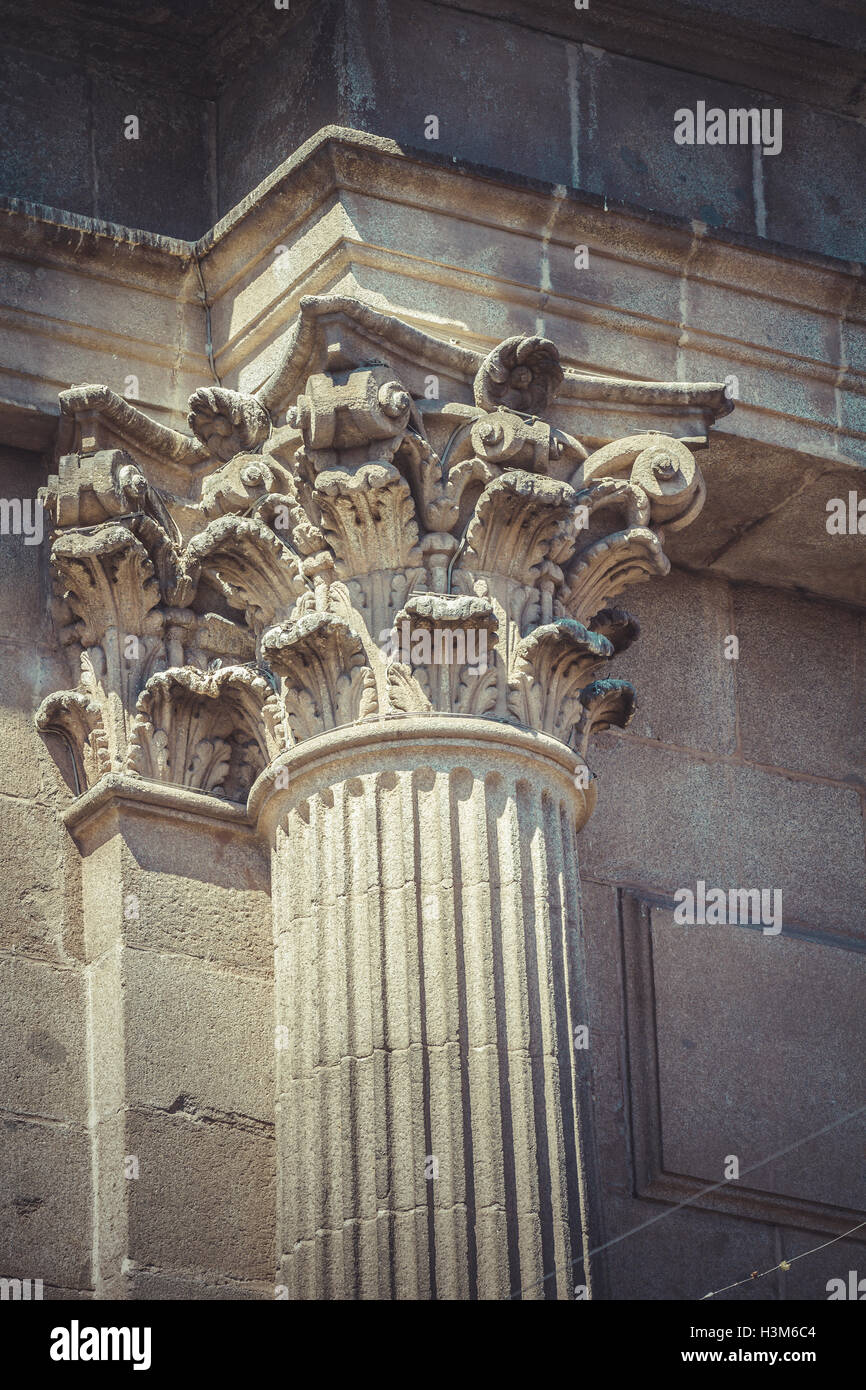 Ionic, Corinthian capitals, stone columns in old building in Spa Stock ...